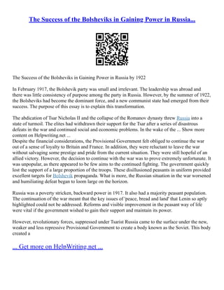 The Bolshevik Tactics That Allowed The October Revolution | PDF