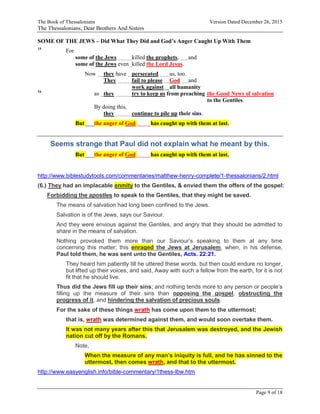 The Book of 1 Thessalonians - Dear Brothers and Sisters | PDF