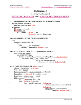 The Book Of Philippians: Living, Belonging, and Knowing Christ | DOCX