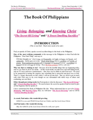 The Book Of Philippians: Living, Belonging, and Knowing Christ | DOCX