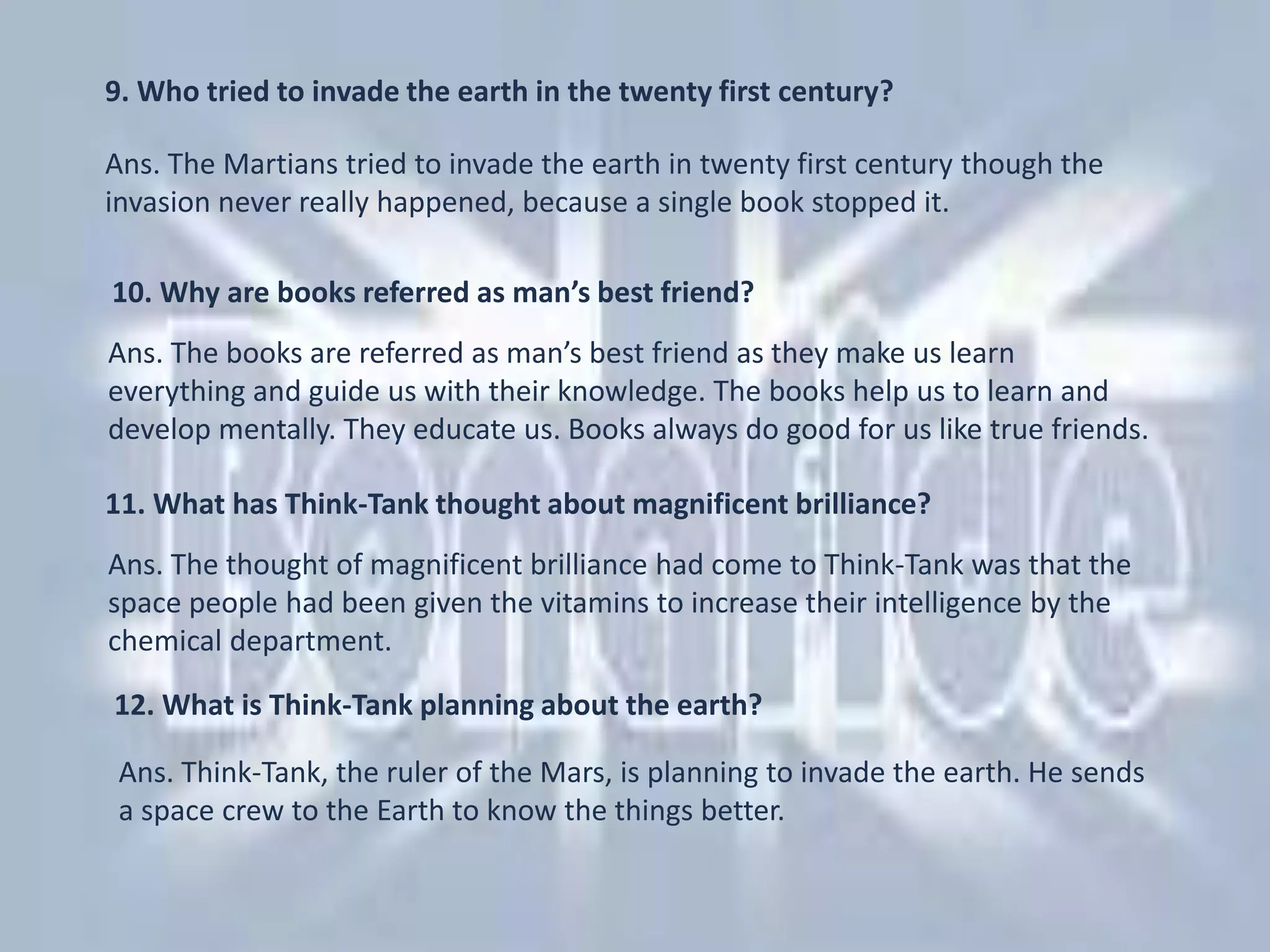 The book that saved the earth explanation | PPTX