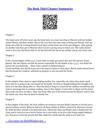 The Book Thief Summary | PDF