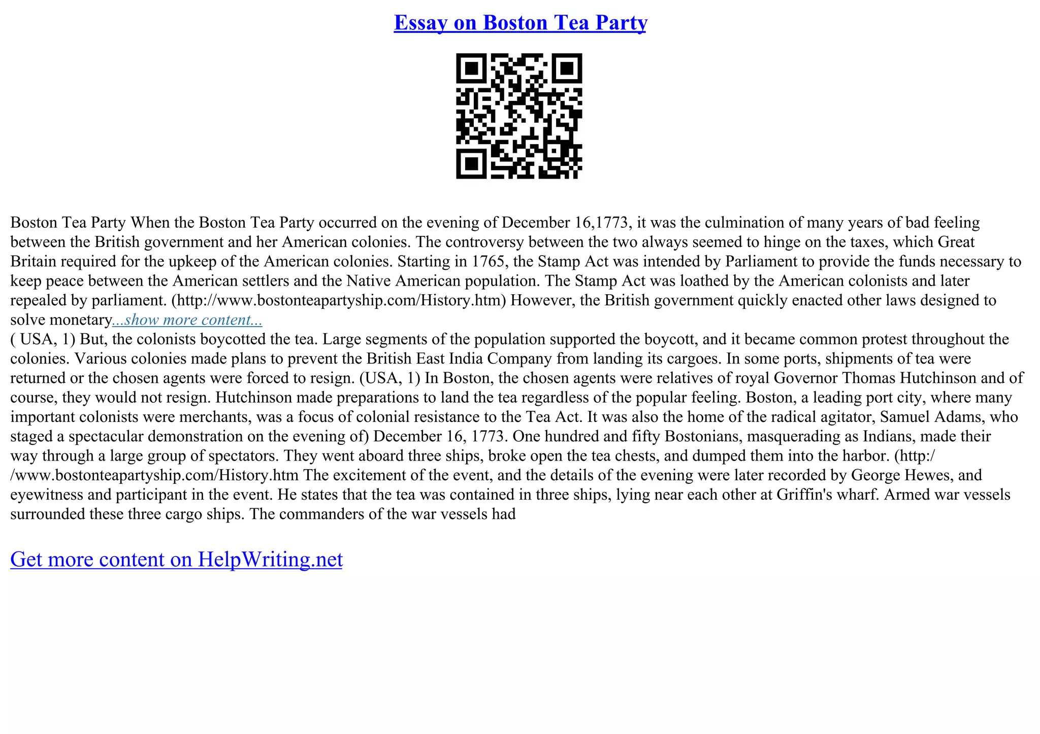 The Boston Tea Party | PDF