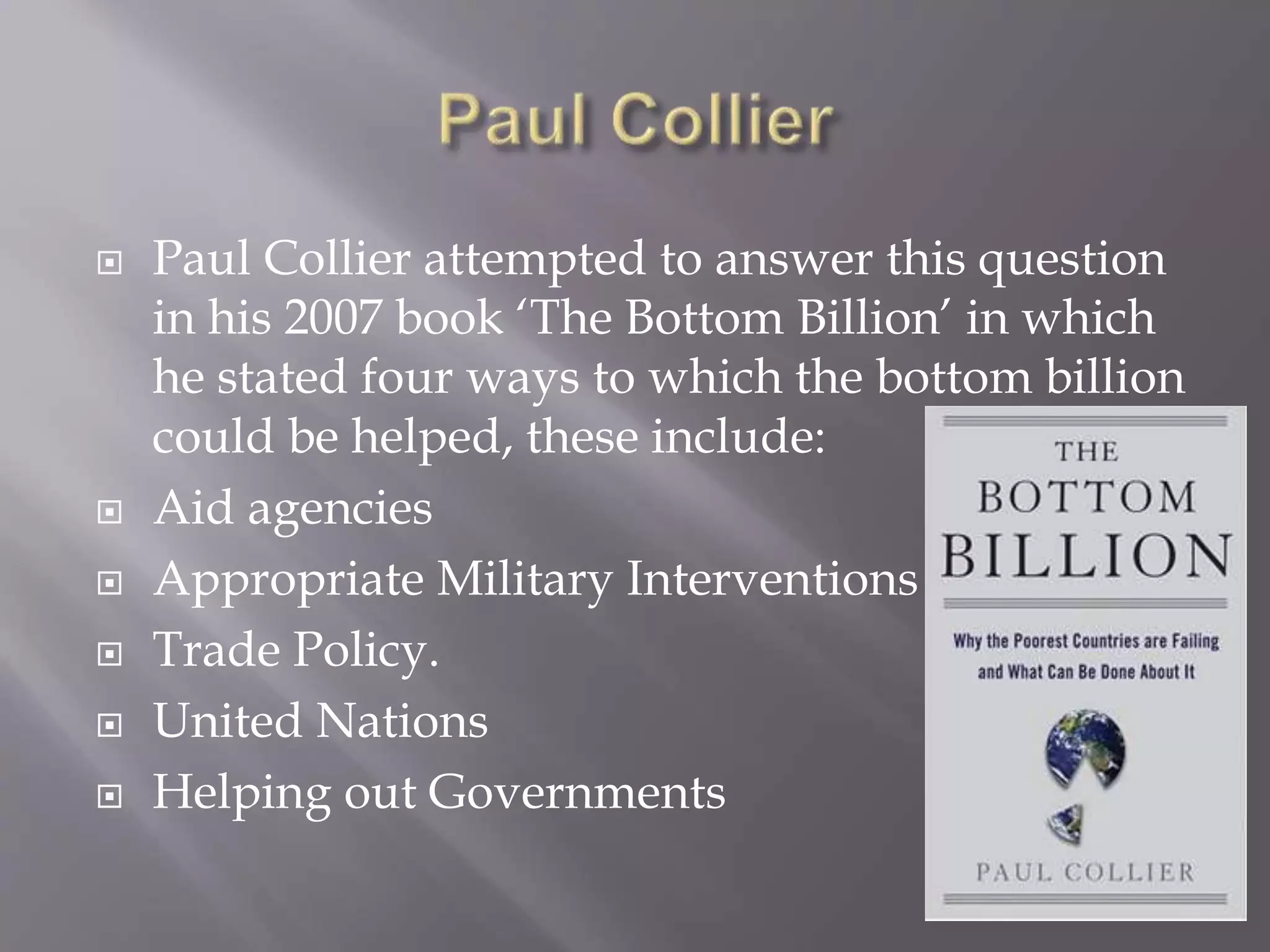 The bottom billion presentation by Sean Derrick | PPTX