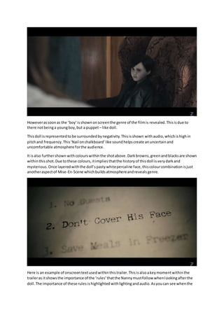 The Boy Trailer Analysis | DOCX | Horror | Genres