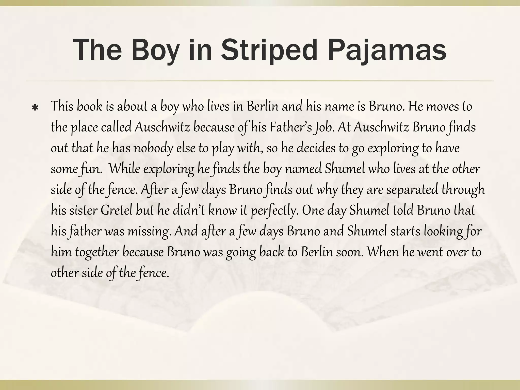 The boy in the striped pajamas final project | PPTX