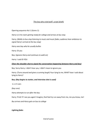 The boy who cried wolf.docx script finished | PDF