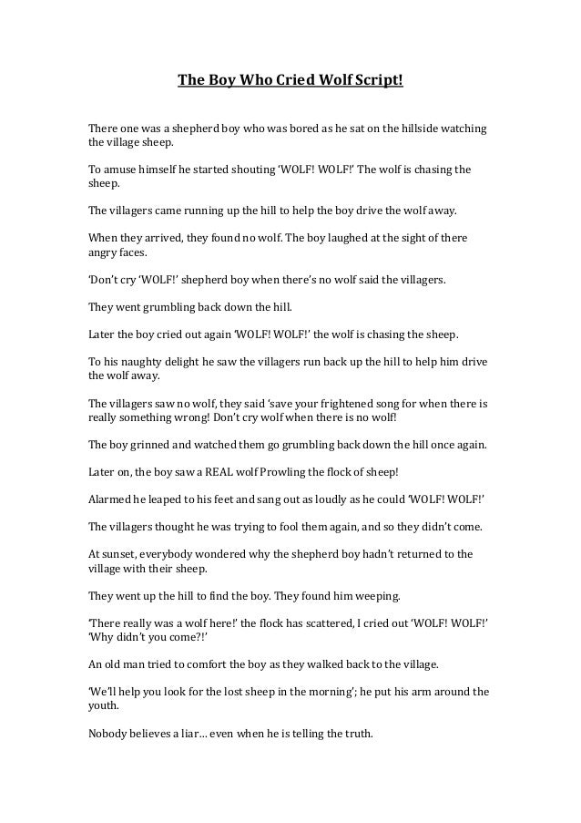 task 6 The boy who cried wolf script task 6 The boy who cried wolf script