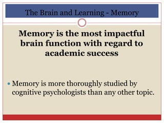 The brain and learning ppt 2012 | PPTX