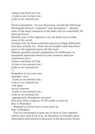 The Brain and Sensation and Perception Seeing Is BelievingTo pre.docx ...