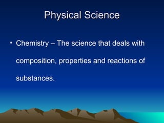 Natural Science Physical Sciences Physics Chemistry Earth and Space ...