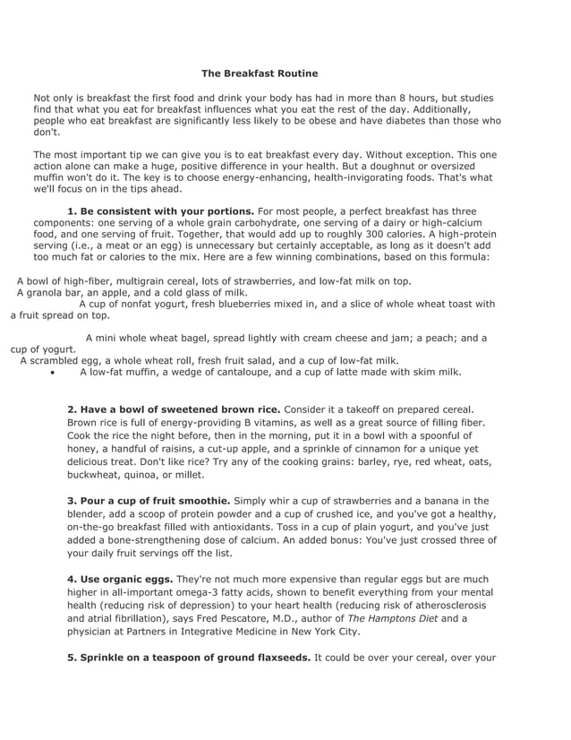 The Breakfast Routine | DOCX