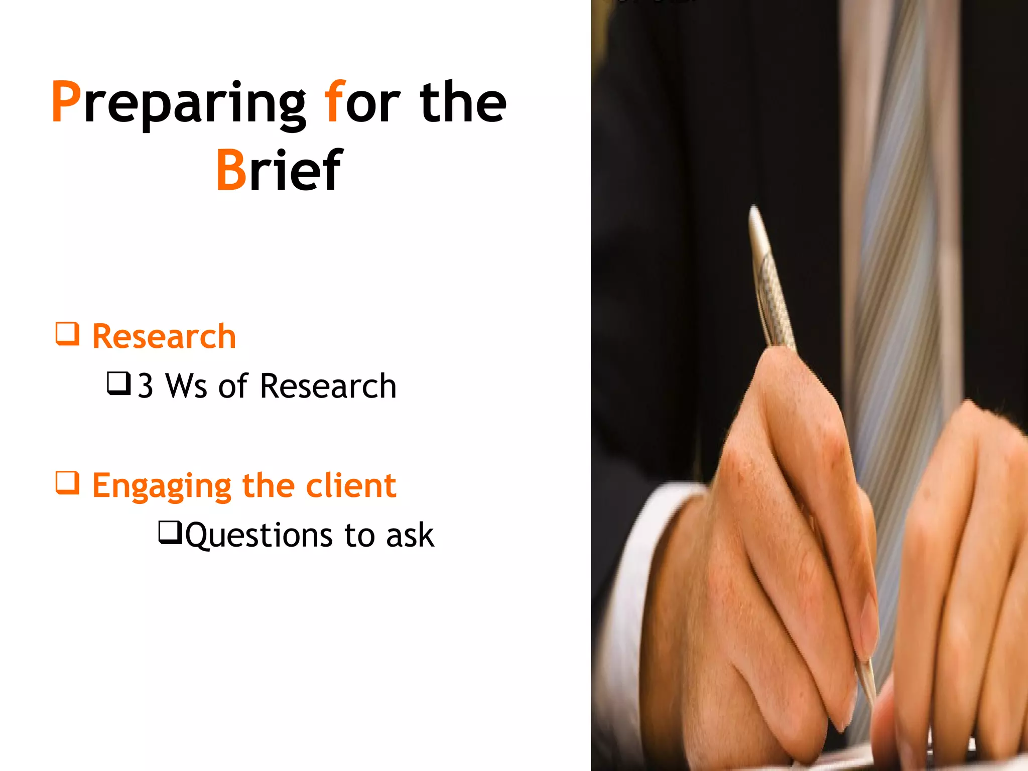 Advertising, PR- Components of the client brief | PPT