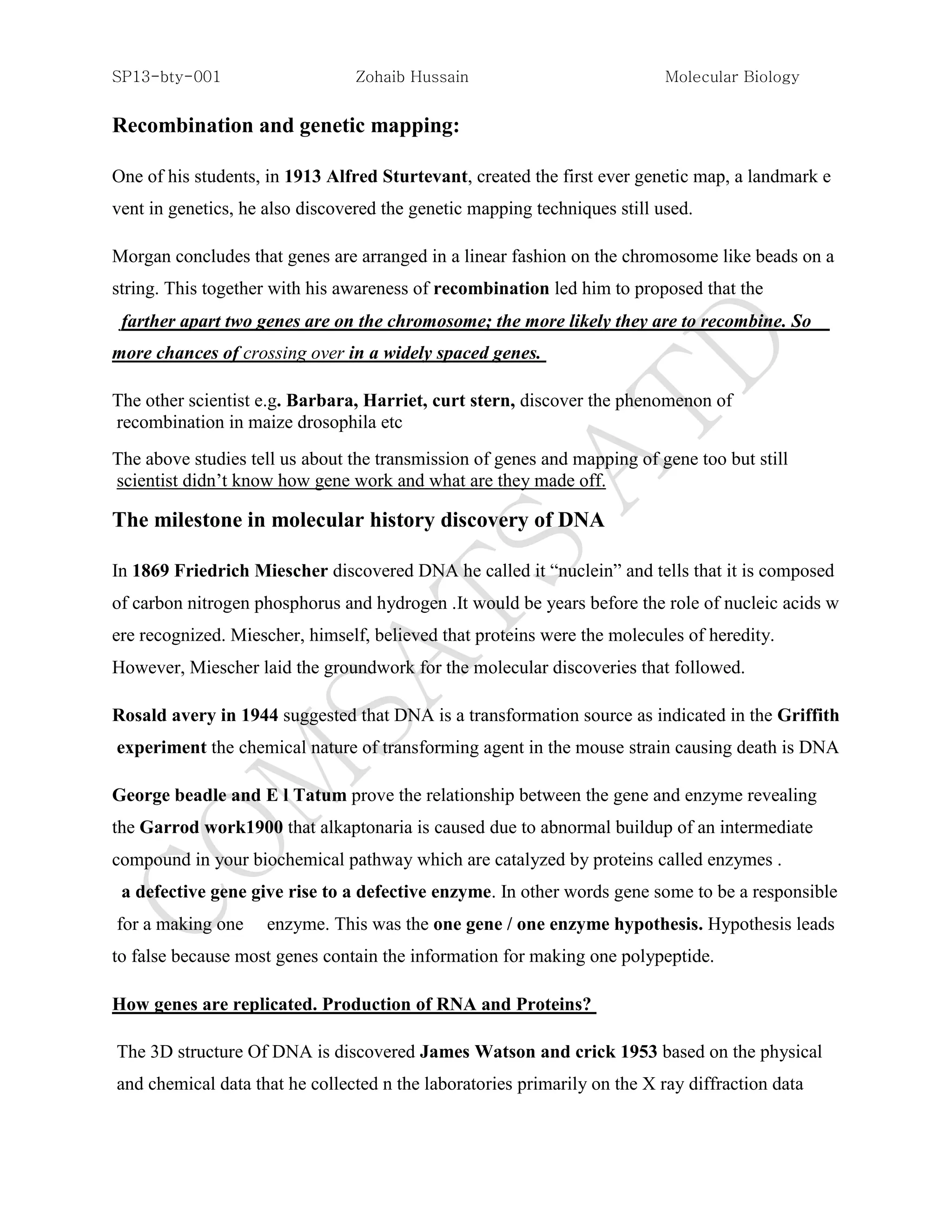 The brief history of molecular biology | DOCX