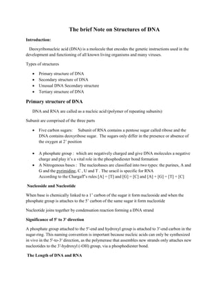 Primary Structure Of Dna