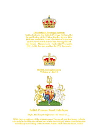 The British Peerage System | PDF
