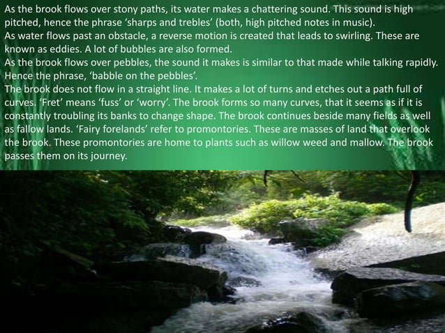 The brook by lord alfred tennyson ppt | PPTX | Fishing Sports | Sports