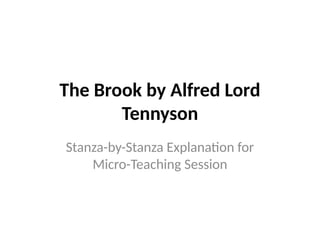 The Brook_ Presentation Alfred Tennyson | PPTX