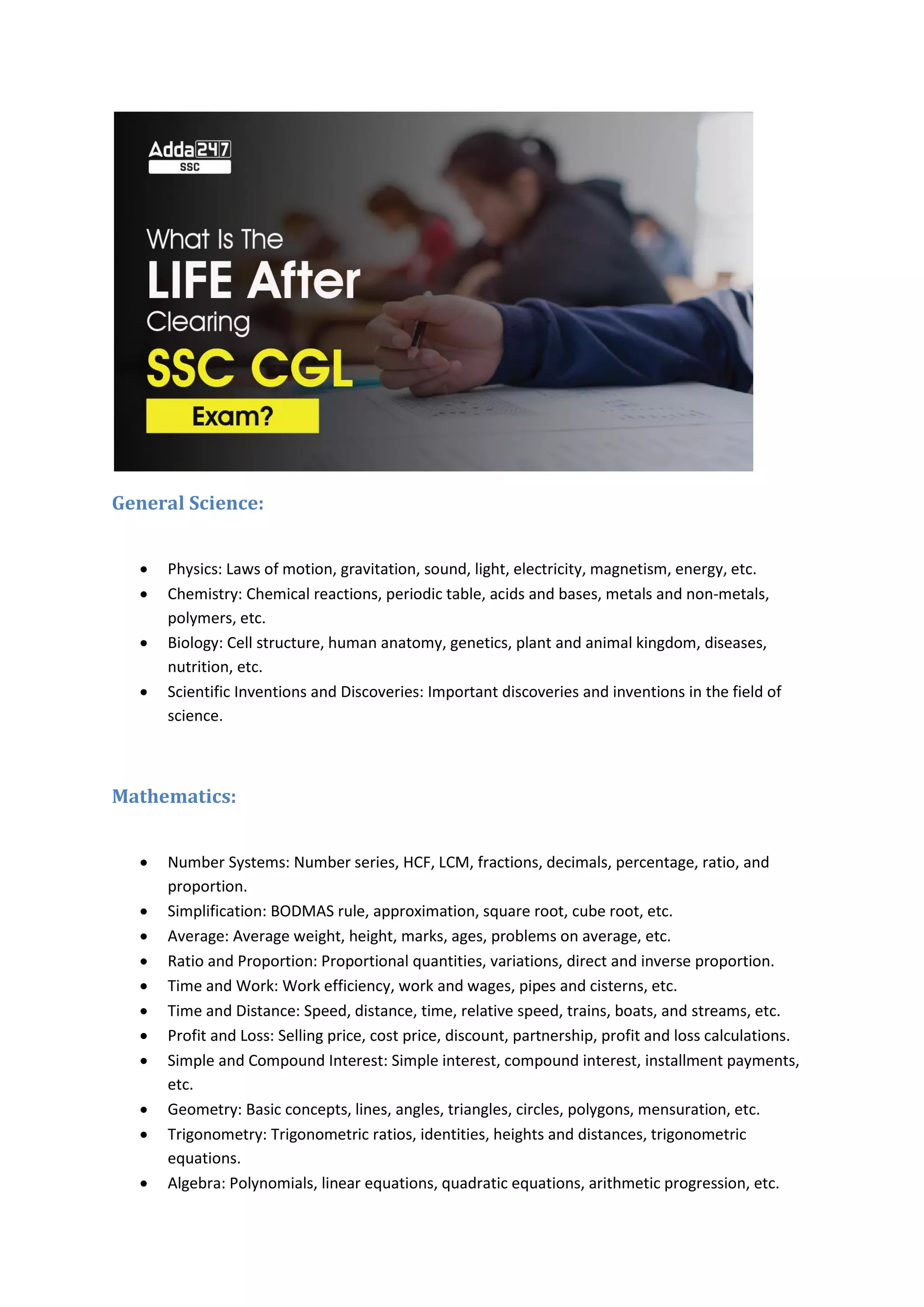 BSSC CGL Syllabus and Exam Pattern 2023, Complete | PDF