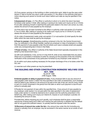 The building and other construction workers' welfare cess act, 1996 | DOC