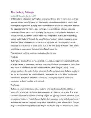 The bullyingtriangle | PDF | Crime & Harmful Acts to Individuals ...