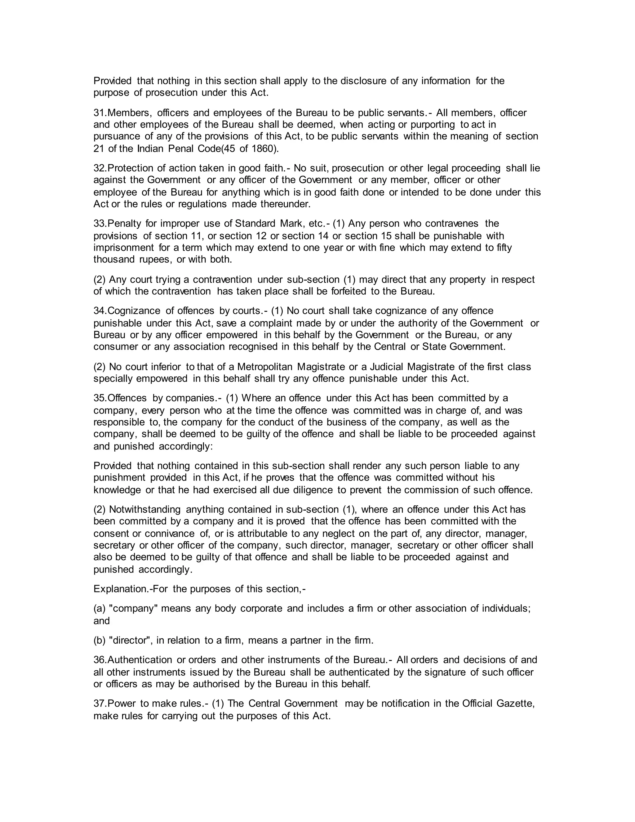 The bureau of indian standard act, 1986 | DOC