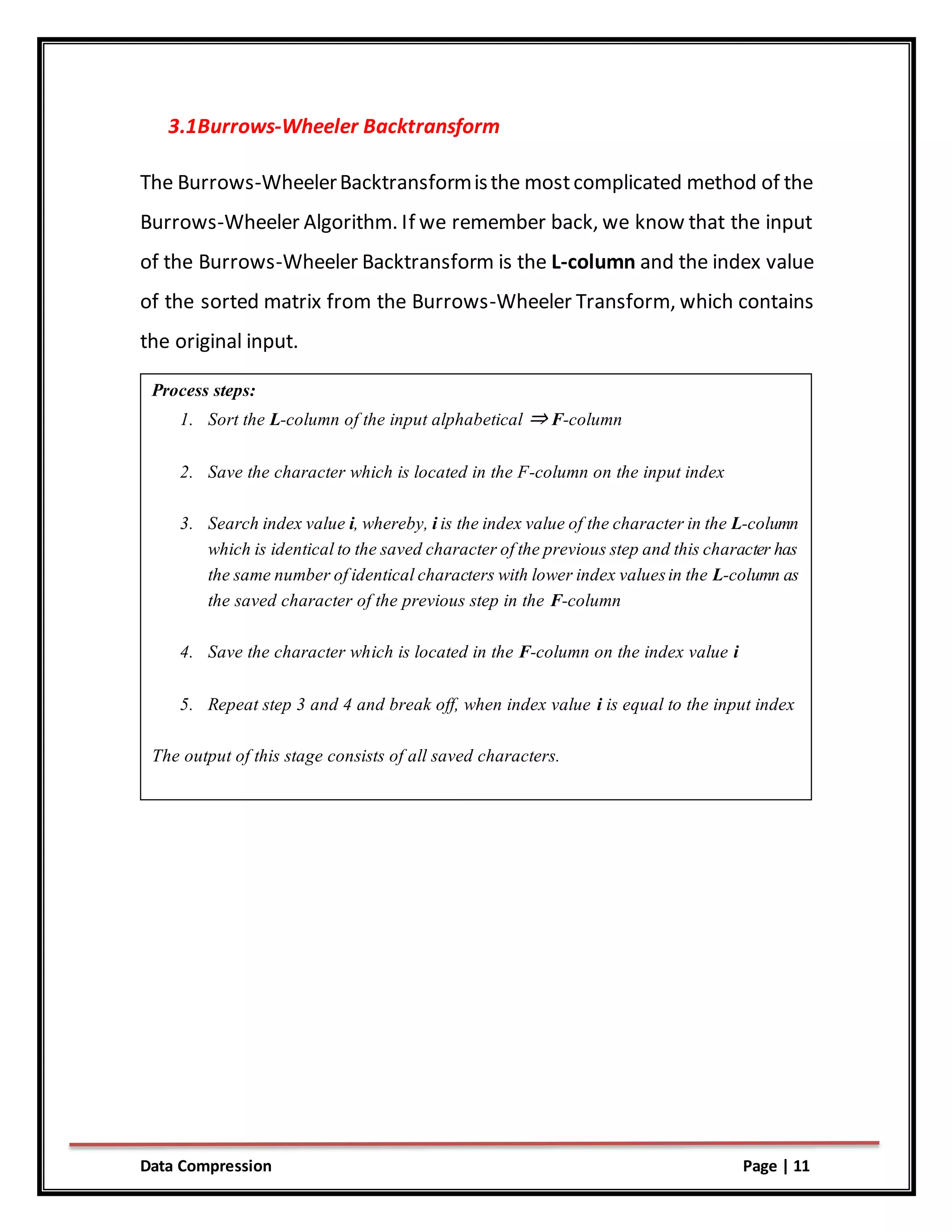 The Burrows-Wheeler Algorithm | DOCX