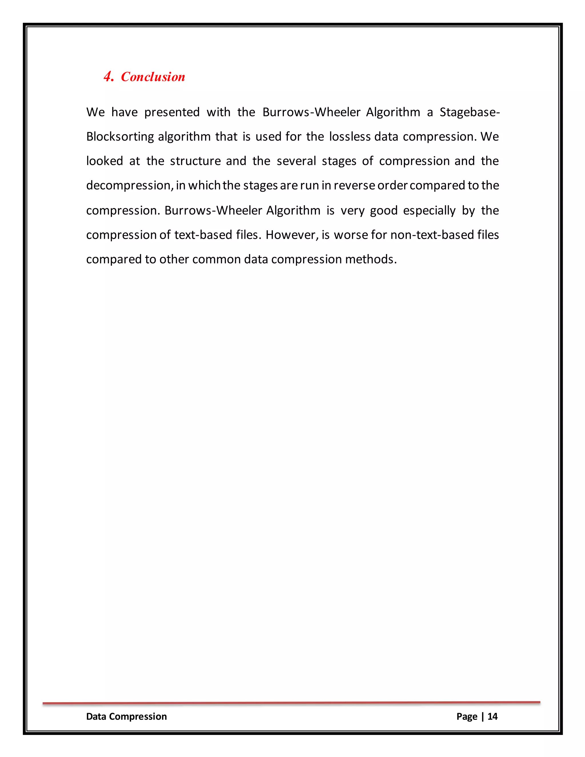 The Burrows-Wheeler Algorithm | DOCX