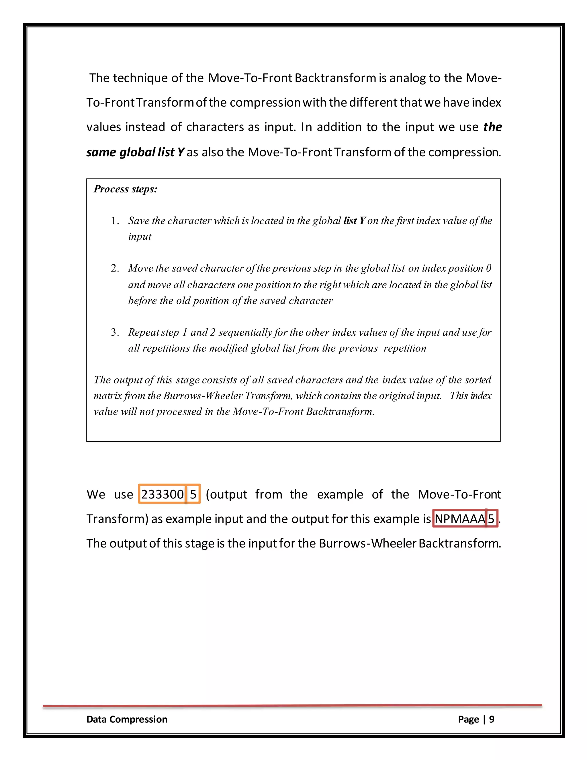 The Burrows-Wheeler Algorithm | DOCX