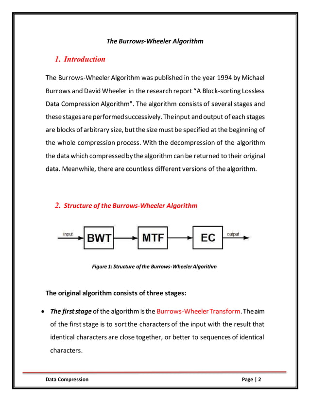 The Burrows-Wheeler Algorithm | PDF