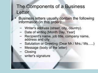 The business and informal letter - copy | PPT