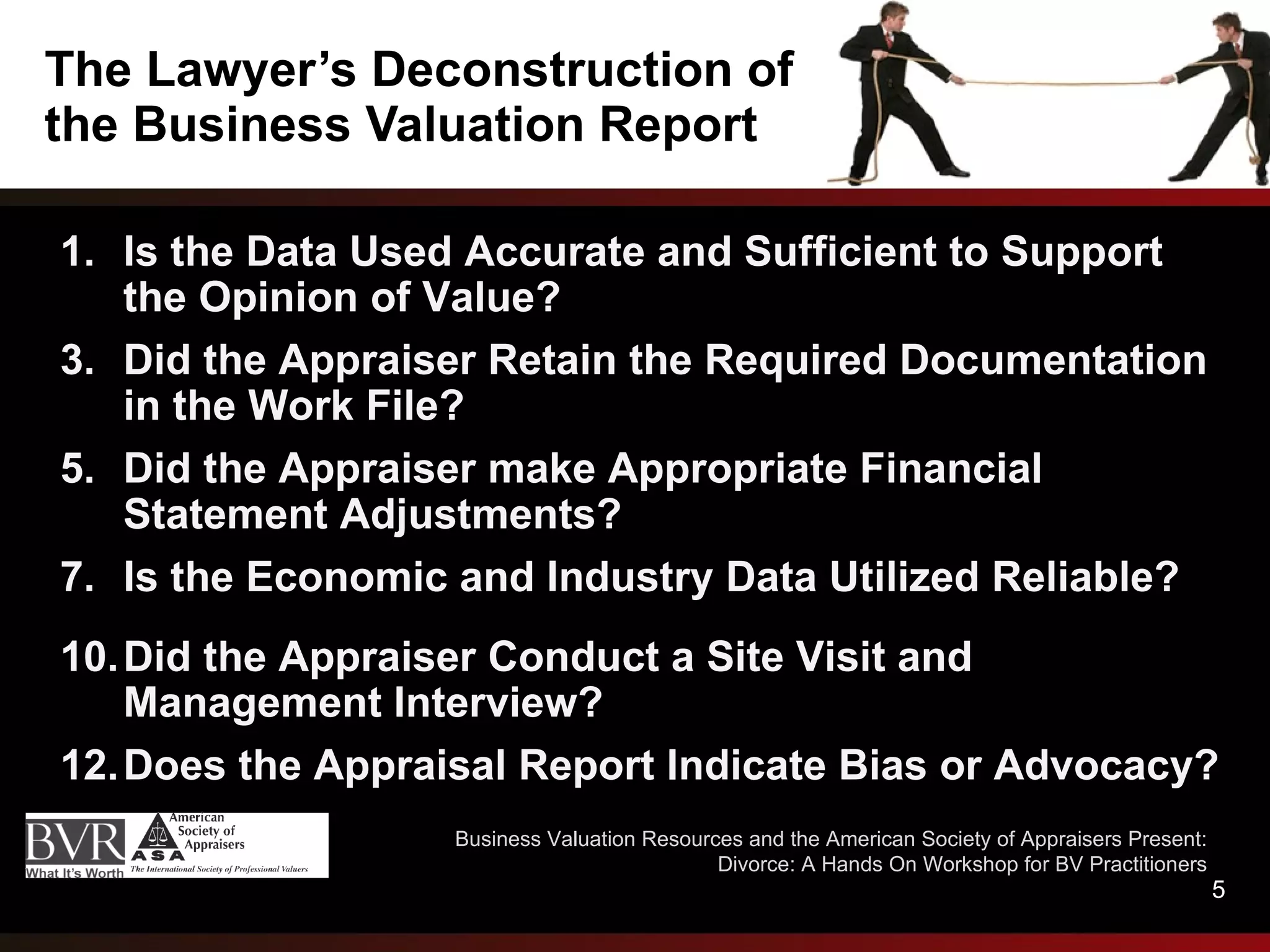 The Business Appraiser Surviving Cross Examination | PPT