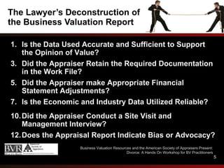 The Business Appraiser Surviving Cross Examination | PPT