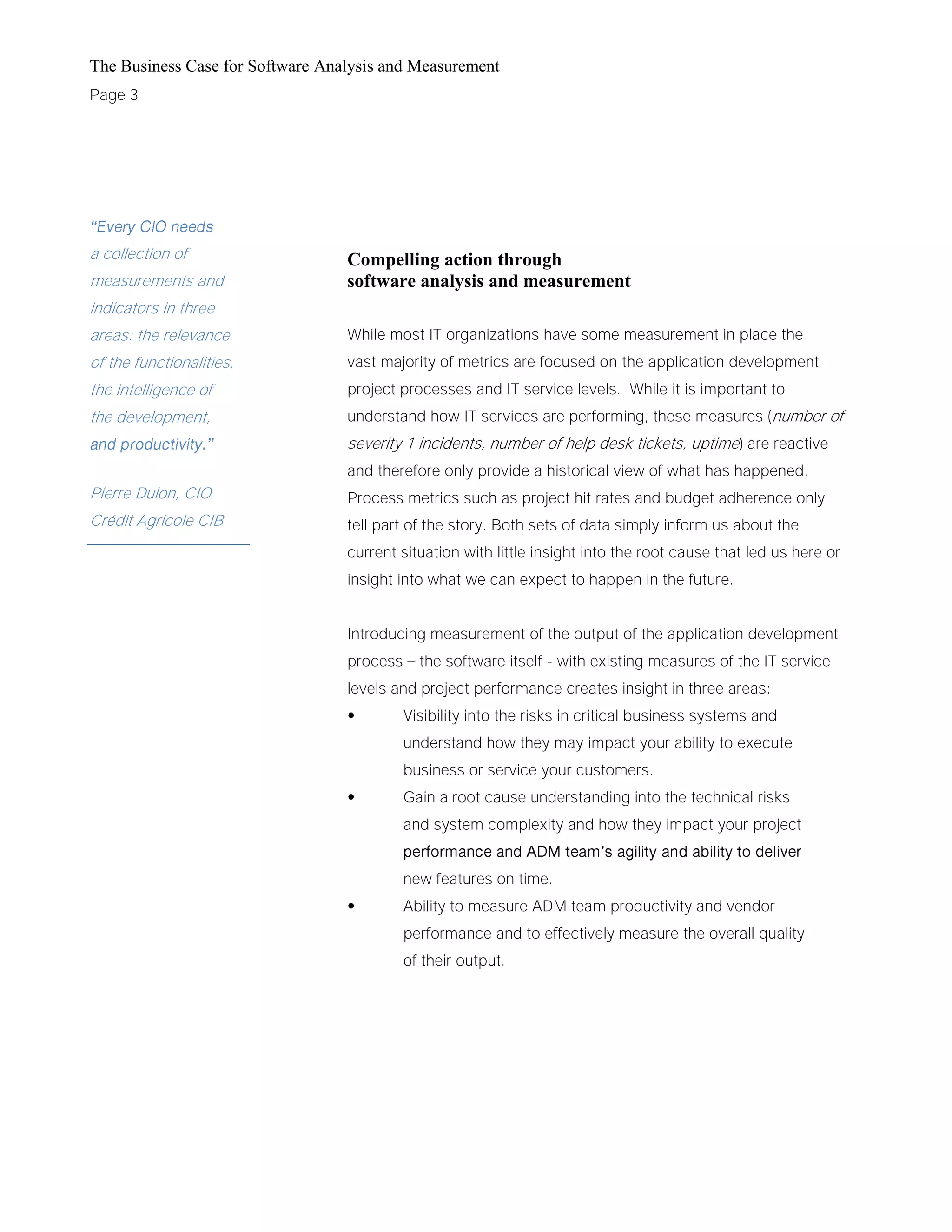The business case for software analysis & measurement | PDF