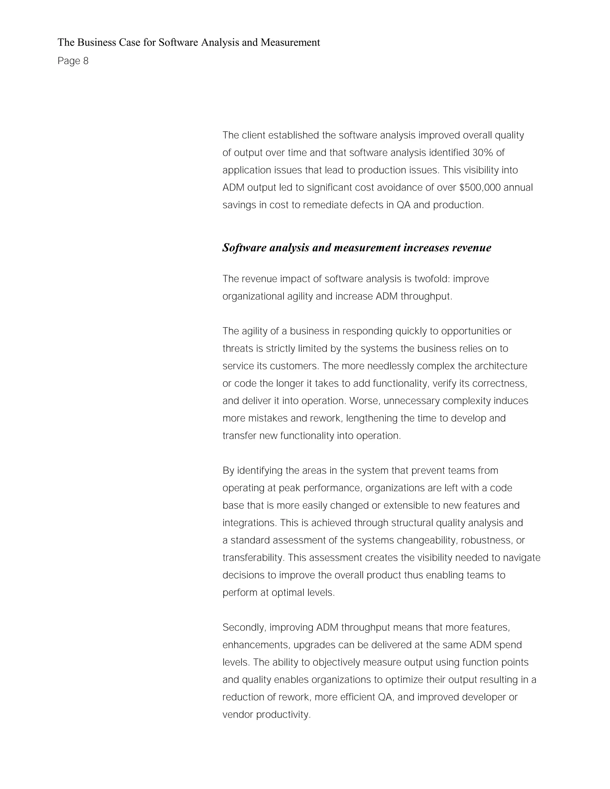 The business case for software analysis & measurement | PDF