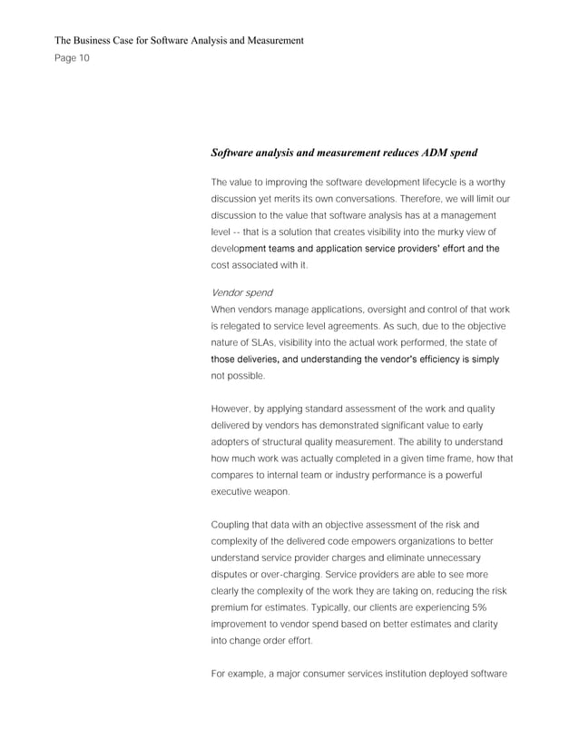 The business case for software analysis & measurement | PDF