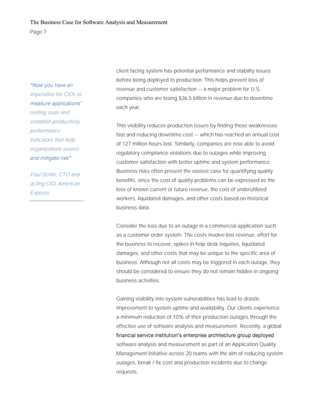 The business case for software analysis & measurement | PDF