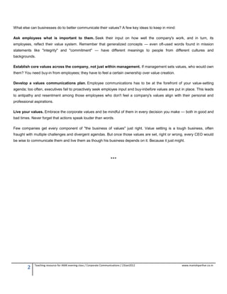 The business of communicating values | DOCX | Marketing and Advertising ...