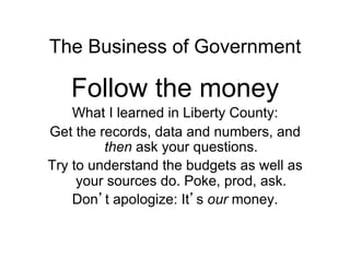 The Business of Government by John Cheves | PPT