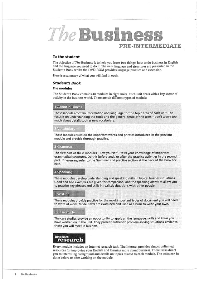 The business pre intermediate student book | PDF