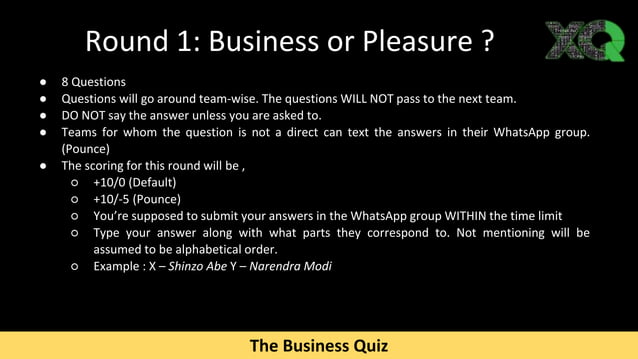 The Business Quiz March 2022- Prelims and Finale SET.pptx | Business ...