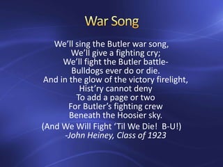 The Butler University War Song | PPTX