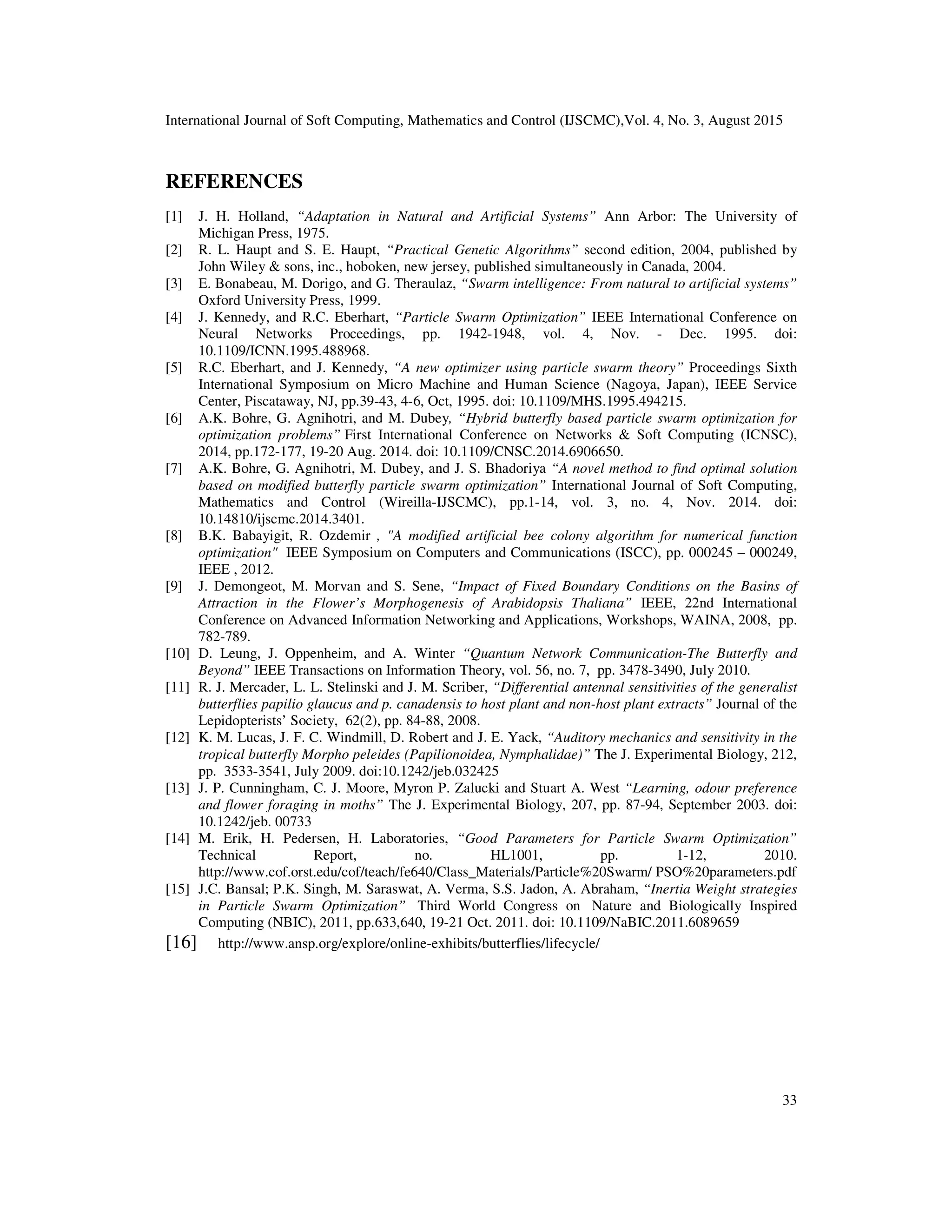 The butterfly particle swarm optimization technique and its variables | PDF