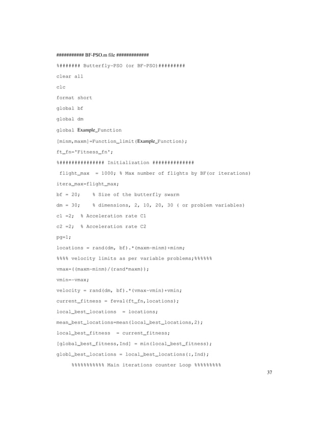 The butterfly particle swarm optimization technique and its variables | PDF