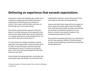 The Buying Experience: The Most Important Thing in Sales and Marketing ...