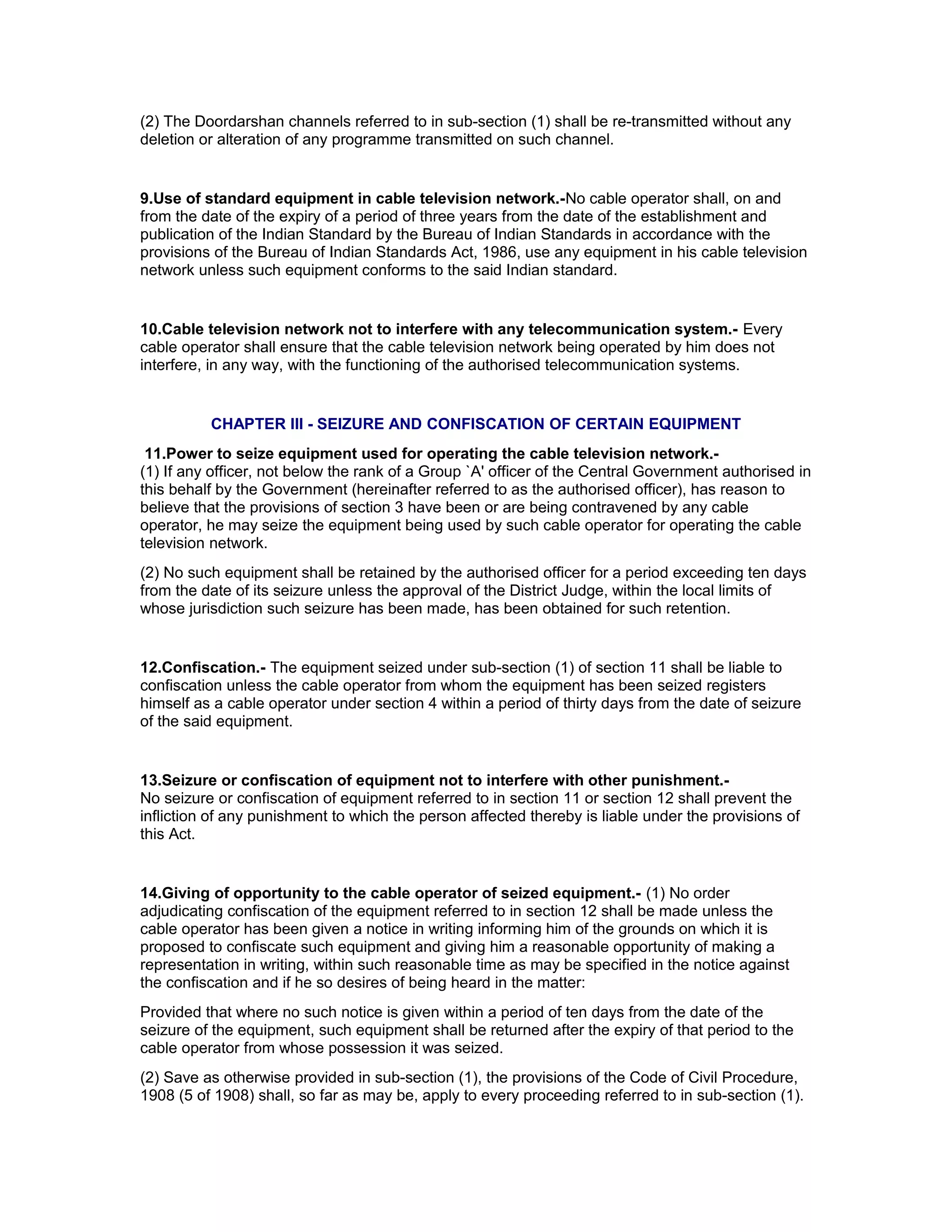 The cable television networks regulation) act, 1995 | DOC