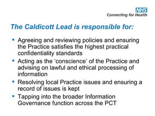 The caldicott role in general practice vo presentation | PPT