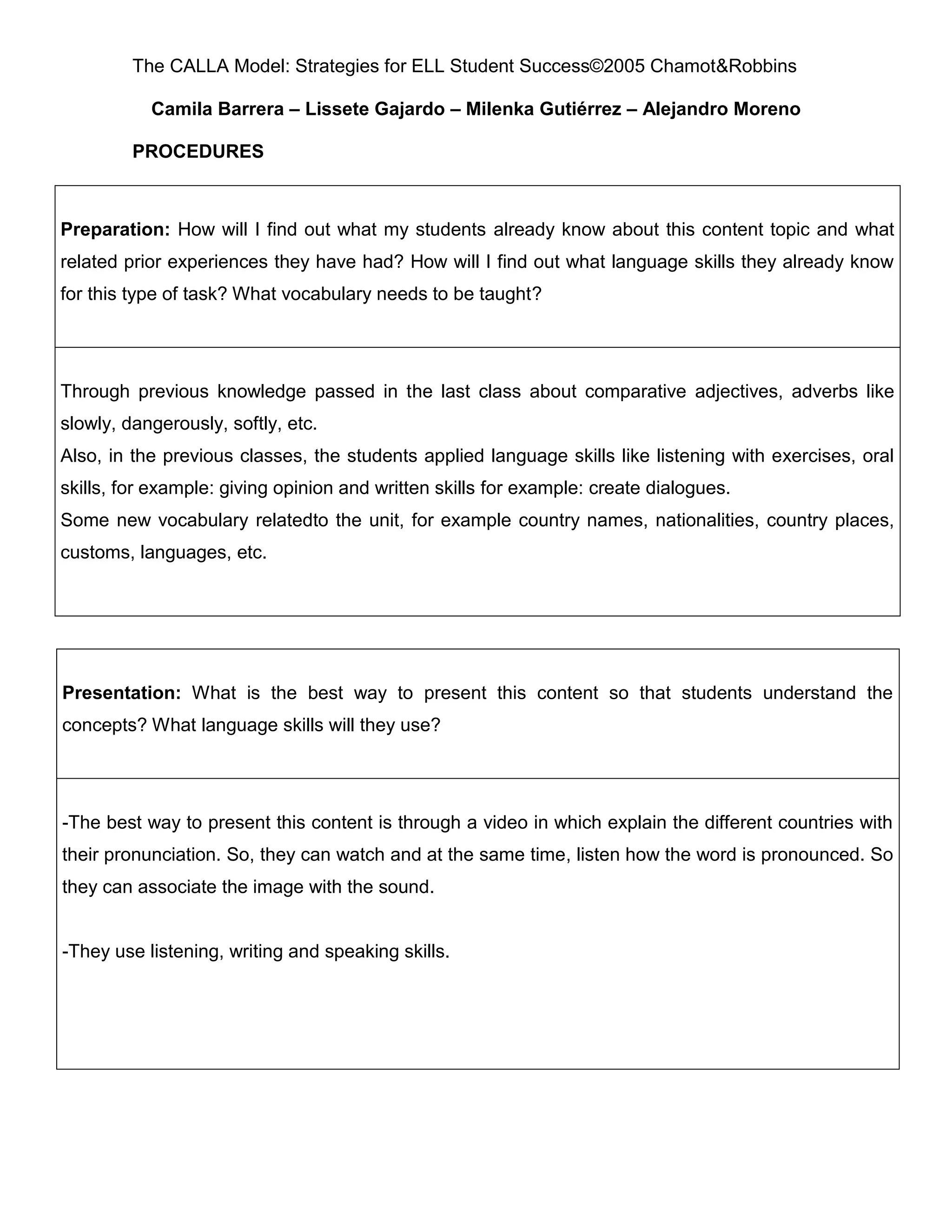 The calla model | PDF