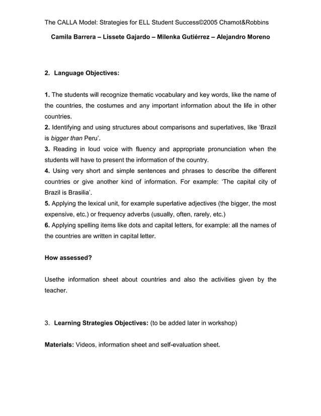 The calla model | PDF