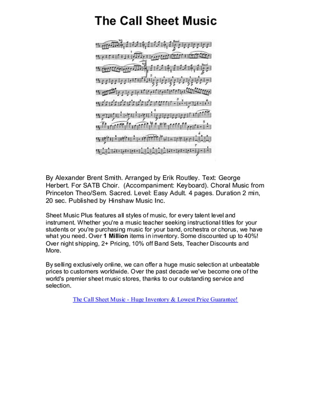 The call sheet music | PDF